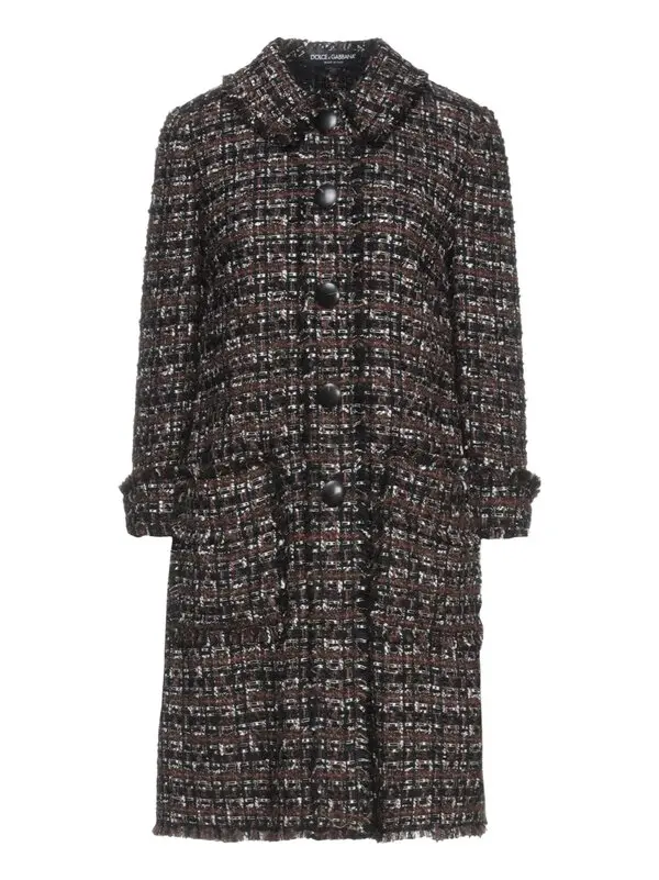 Dolce & Gabbana Multicolor Tweed Coat - Black