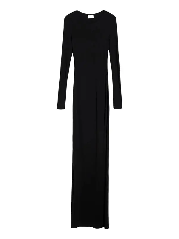 Saint Laurent Long Sleeve Crewneck Bodycon Jersey Dress - Black