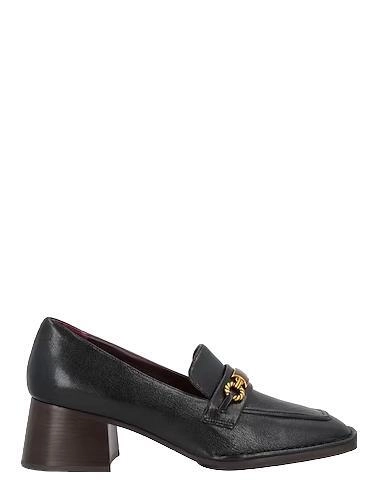 Tory Burch Square Toe Block Heel Loafers - Black