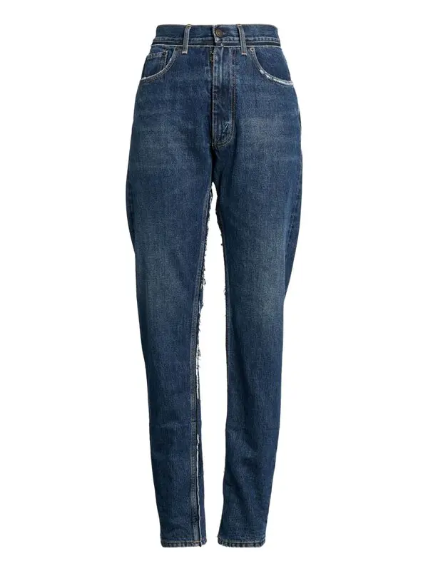 MAISON MARGIELA Dark Wash Distressed Straight-leg Jeans - Blue