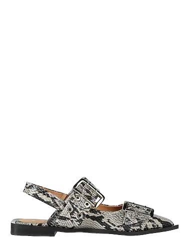 GANNI Ballet Flats With Buckle Fastening And Studs - Gray