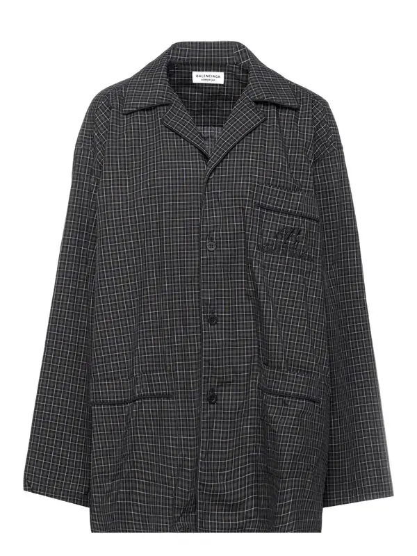 Balenciaga Plaid Woven Long-sleeve Shirt - Black