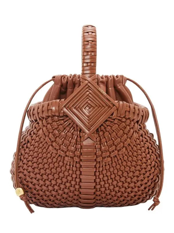 Loewe Mini Diamond Round Basket Bag In Calfskin - Brown