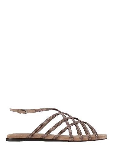 Brunello Cucinelli Embellished Square-toe Sandals - Brown