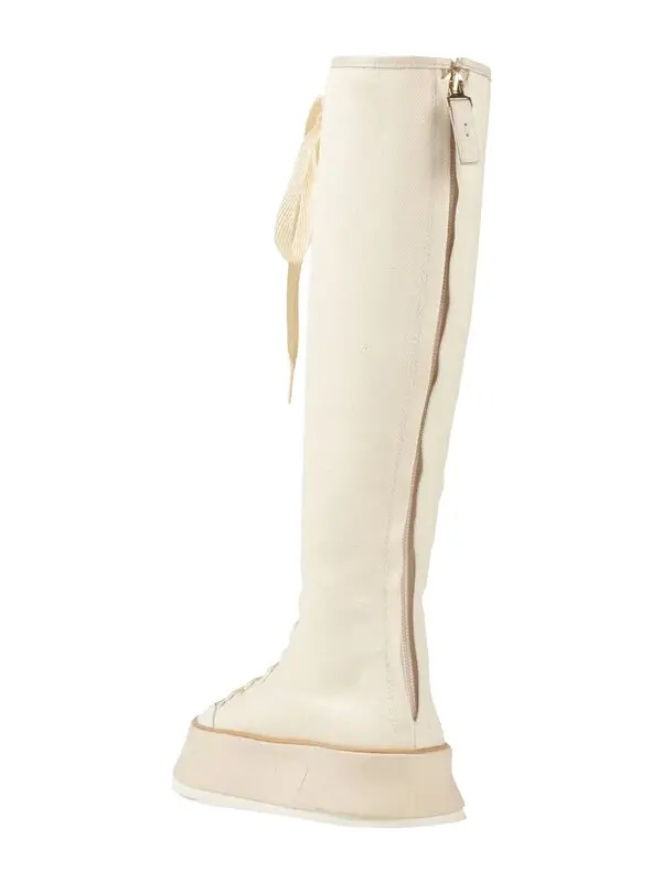 Max Mara Platform Canvas Boots - Nude