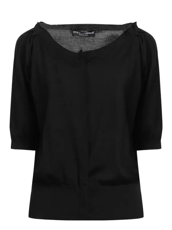 Dolce & Gabbana Lightweight Knitwear With Ruffles - Black