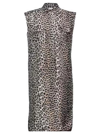 GANNI Sleeveless Leopard Print Jacquard Dress - Gray