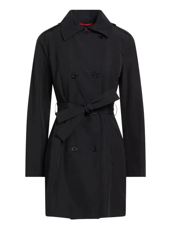 MAXCO. Long Sleeve Double-breasted Trench Coat - Black