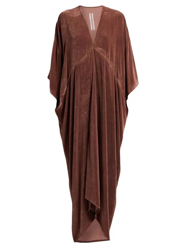 Rick Owens Velvet V-neck Maxi Dress - Red