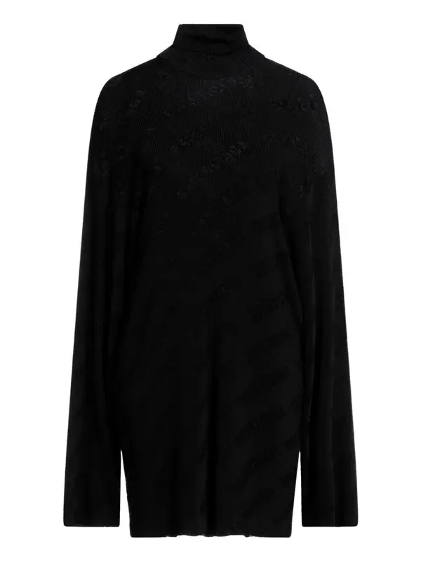 Balenciaga High Neck Long Sleeve Top - Black