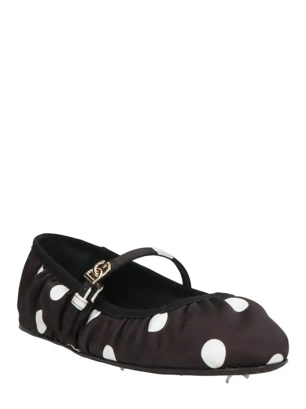Dolce & Gabbana Polka Dot Mary Jane Flats - Black