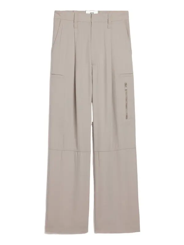 AMI Paris Wide-leg Trousers - Nude