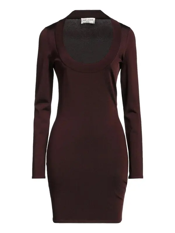Saint Laurent Knit Bodycon Dress With Long Sleeves - Black