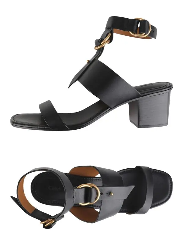 Chloé Leather Block Heel Sandals - Black