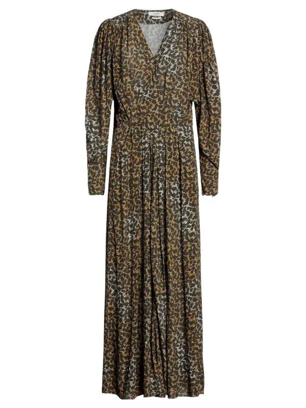 Isabel Marant Étoile Printed Long Sleeve Maxi Dress - Black