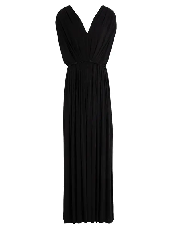 Max Mara Sleeveless Deep Plunge Maxi Dress With Side Splits - Black