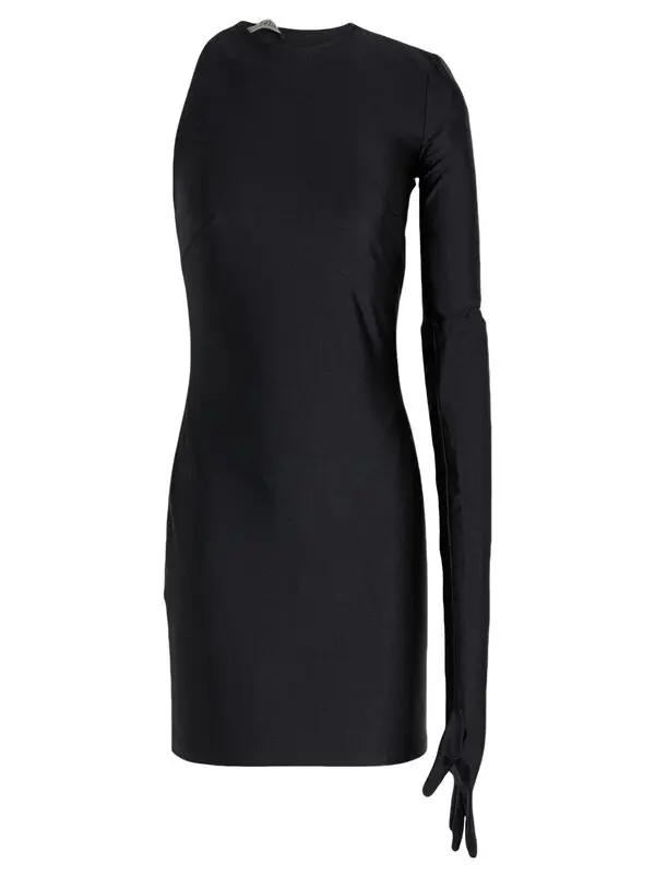 Balenciaga One-shoulder Mini Dress With Detachable Application - Black