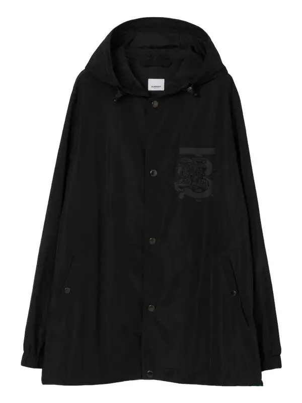 Burberry Logo Print Hooded Jacket - Black