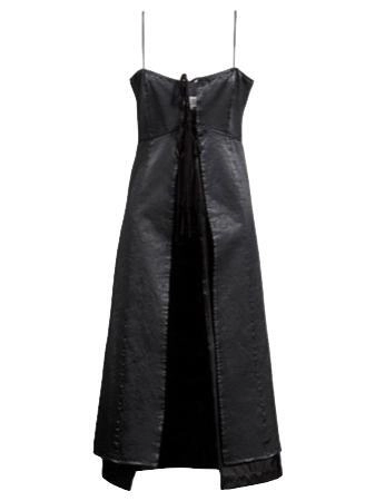 MAISON MARGIELA Sleeveless Sweetheart Neckline Satin Maxi Dress - Black