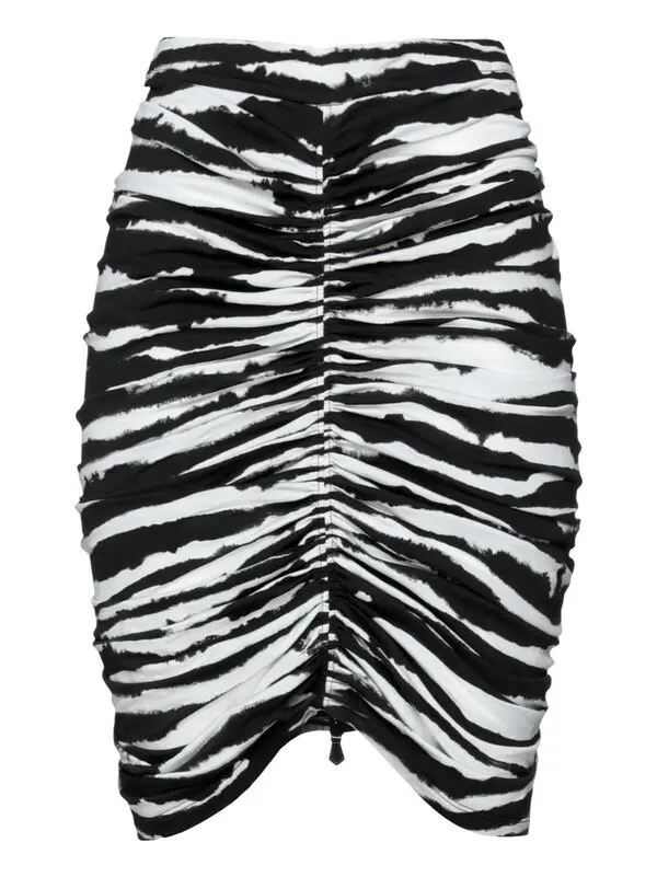 Burberry Draped Zebra Print Pencil Skirt - Black