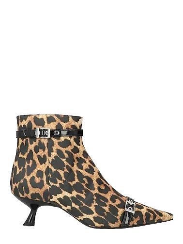 GANNI Leopard Print Ankle Boots With Spool Heel - Black