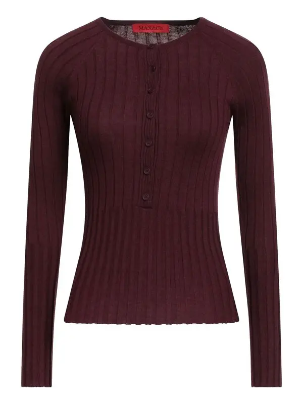 MAXCO. Max&co. Ribbed-knit Crewneck Jumper With Button Fastenings - Black