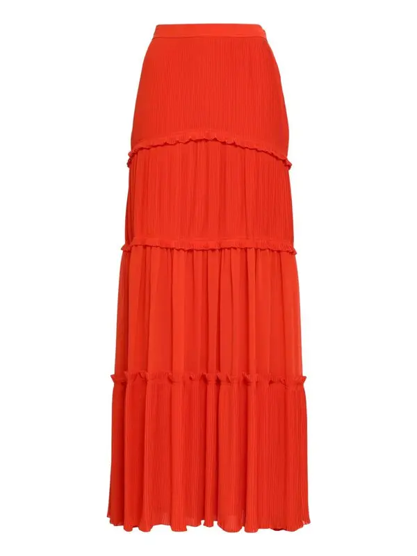 Tory Burch Tiered Maxi Skirt With Ruffle Detail - Red
