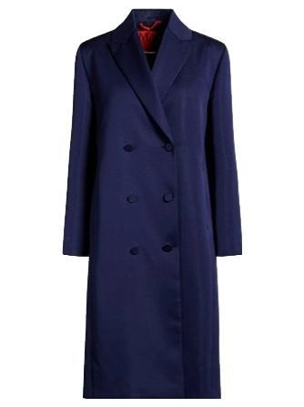 MAXCO. Double-breasted Satin Overcoat - Blue
