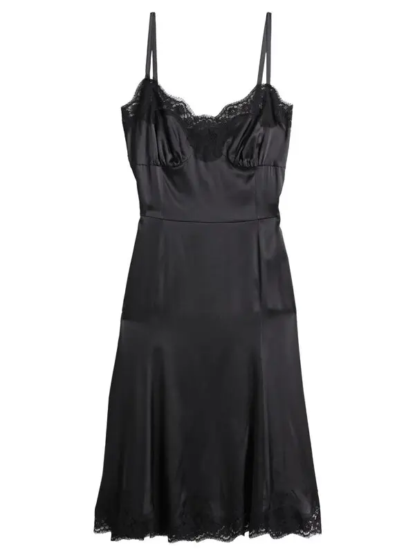 Dolce & Gabbana Solid Color Lace Cami Dress - Black