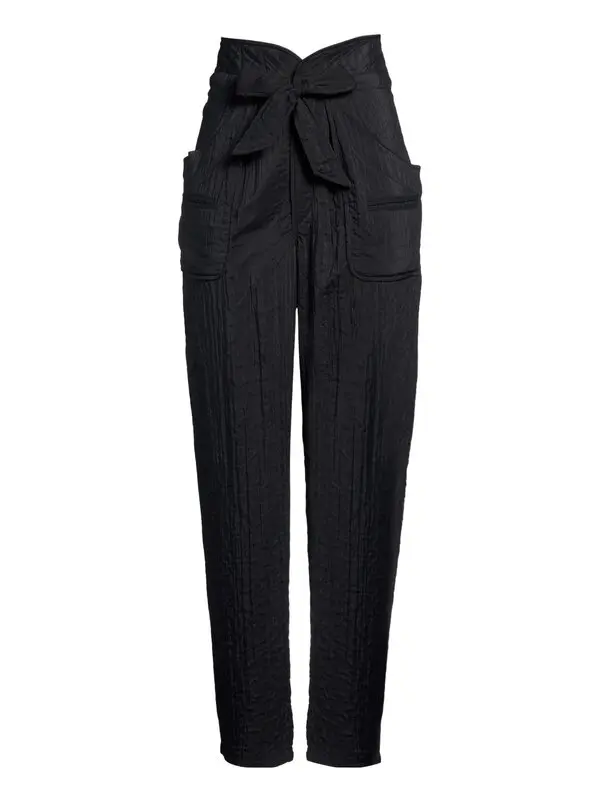 Isabel Marant Étoile Solid Tailored Straight Leg Trousers With Drawstring Waist - Black