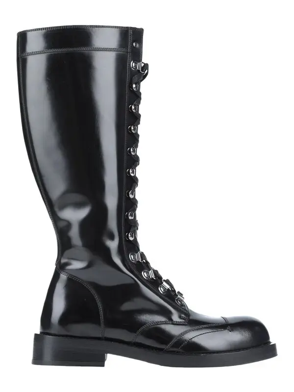 Dolce & Gabbana Knee-high Lace-up Leather Boots - Black