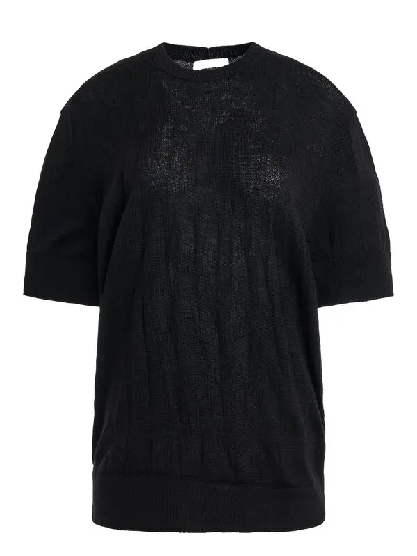 Helmut Lang Ribbed T-shirt With Back Logo Detail - Black