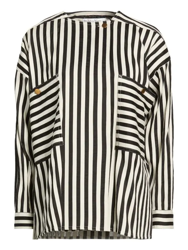 Max Mara Striped Woven Blazer - Black
