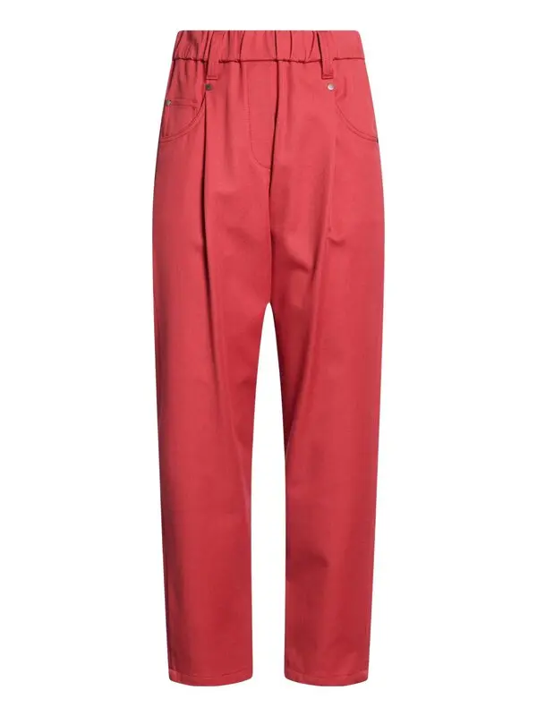 Brunello Cucinelli Solid-color Straight-leg Gabardine Pants - Red