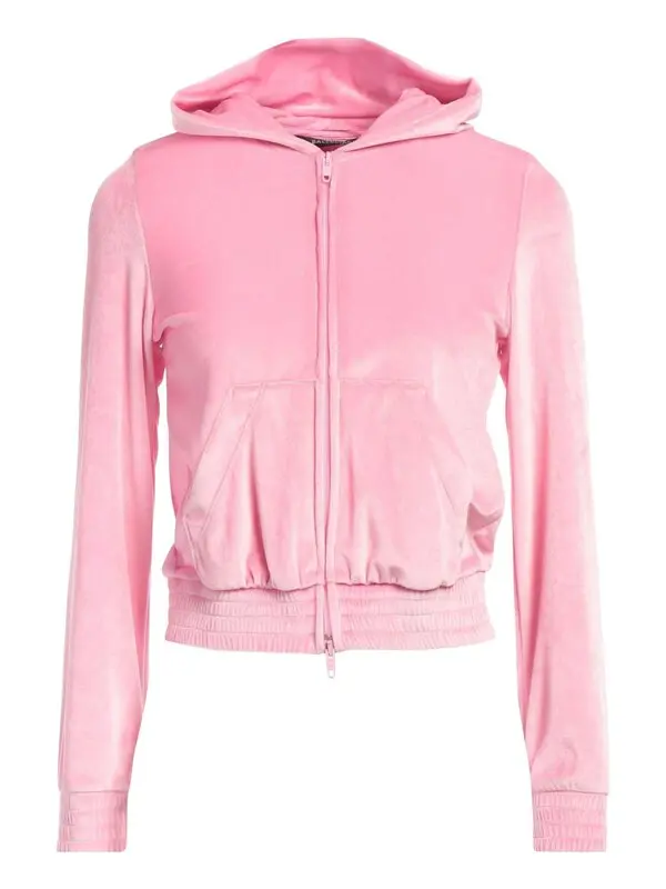 Balenciaga Hooded Sweatshirt Jacket With Embellished Logo - Pink