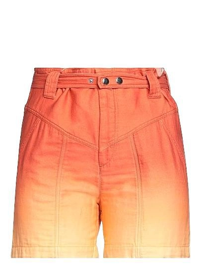 Isabel Marant Étoile Tie-dye Flannel Shorts With Belt - Orange