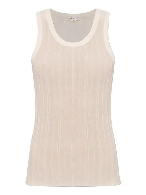 Victoria Beckham Striped Fine-knit Tank Top - Nude