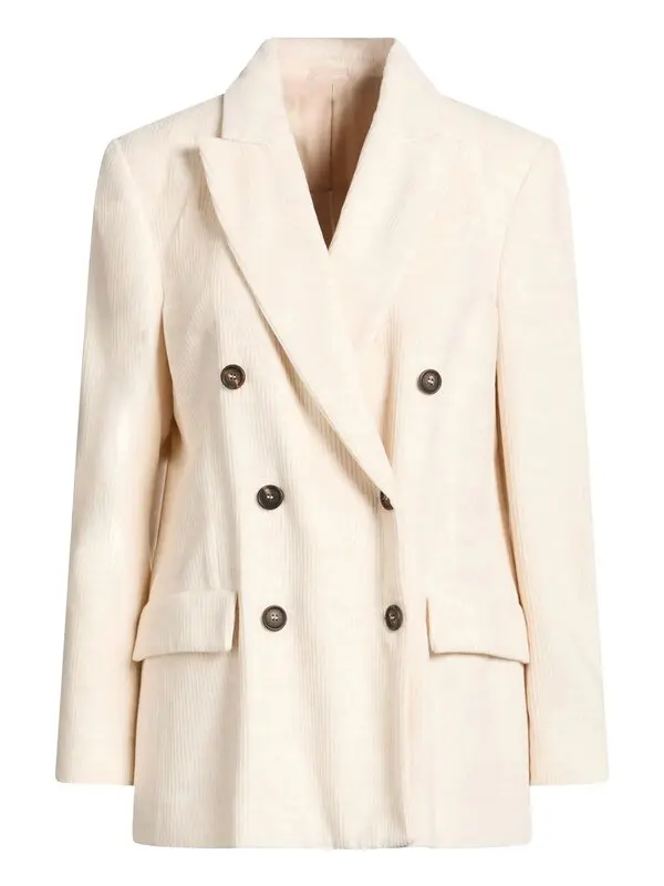 Brunello Cucinelli Double-breasted Corduroy Blazer - White