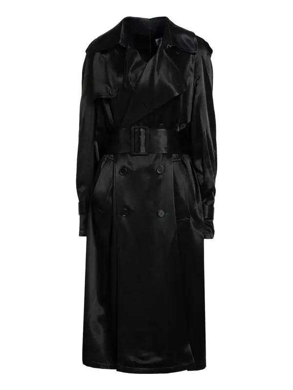 Balenciaga Double-breasted Satin Trench Coat - Black