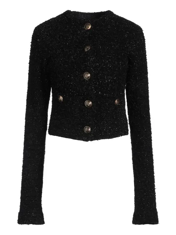 Balenciaga Metallic Tweed Coat - Black