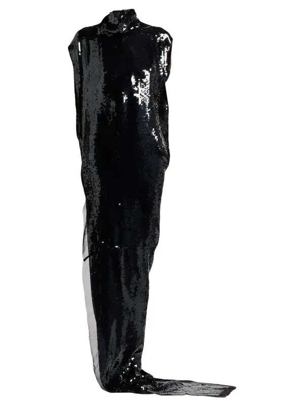 Rick Owens Sequined Turtleneck Dress With Side Slit - Black