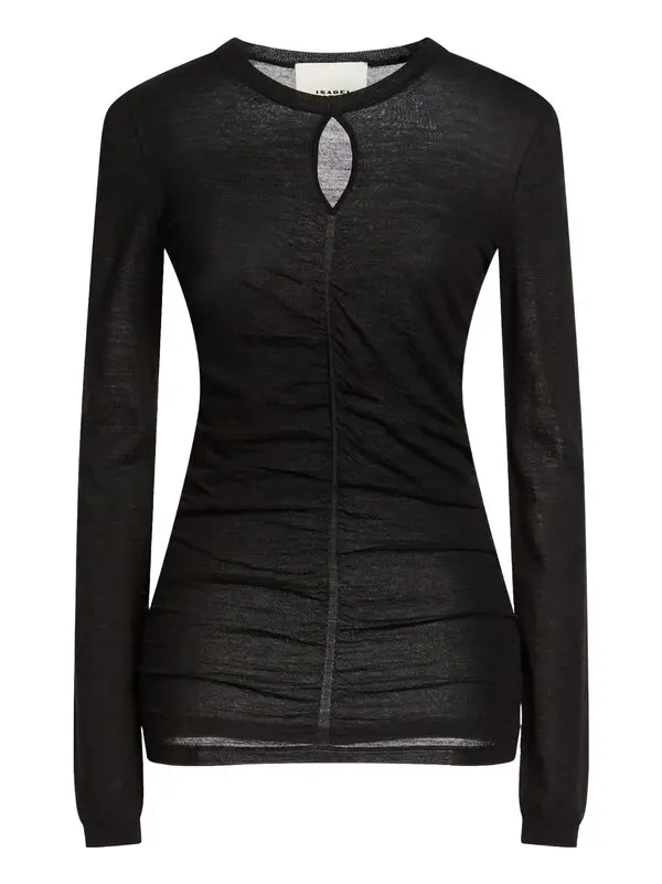 Isabel Marant Étoile Long Sleeve Ruched Keyhole Top - Black