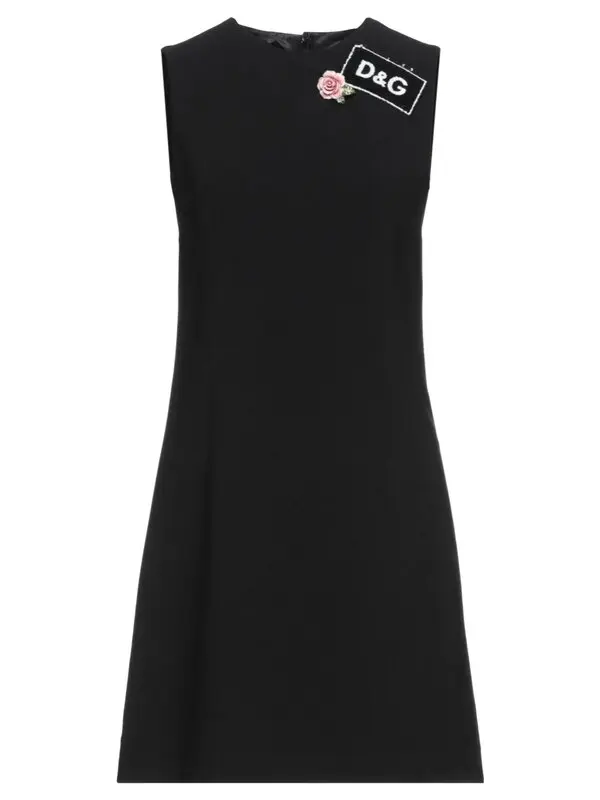 Dolce & Gabbana Sleeveless Appliqué Patchwork Dress - Black