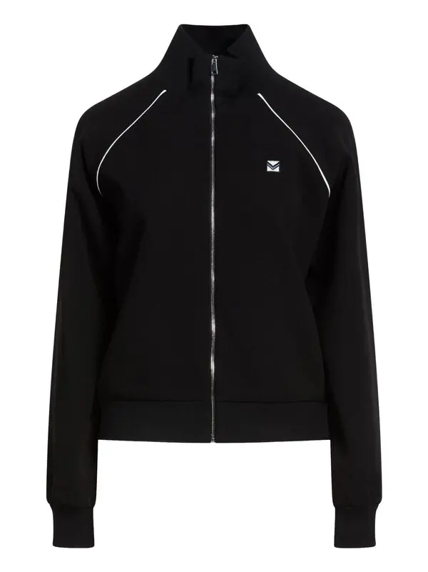 Tory Burch Zip-up Track Jacket With Piped Trims - Black