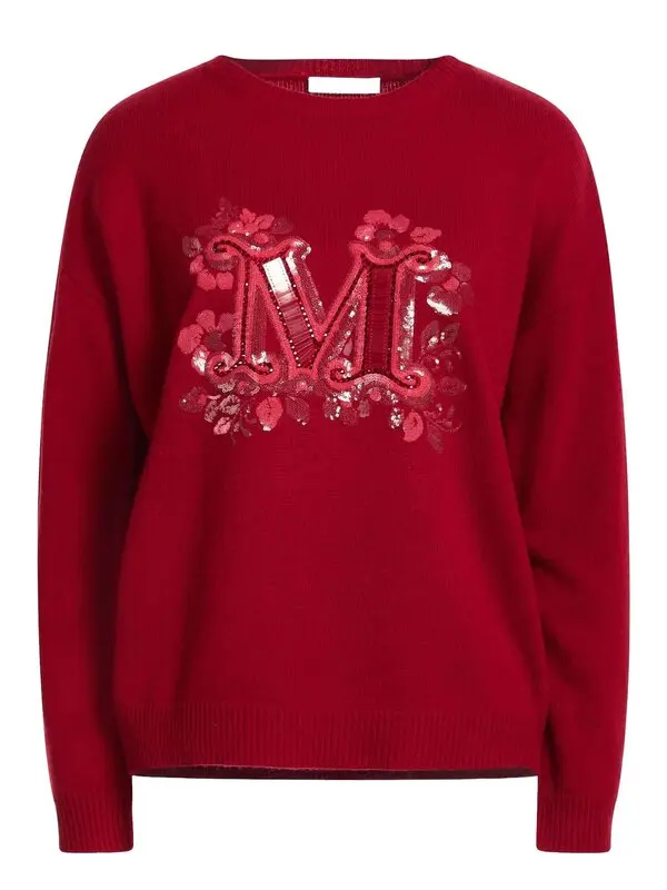 Max Mara Designer Sequined Knit Top - Red