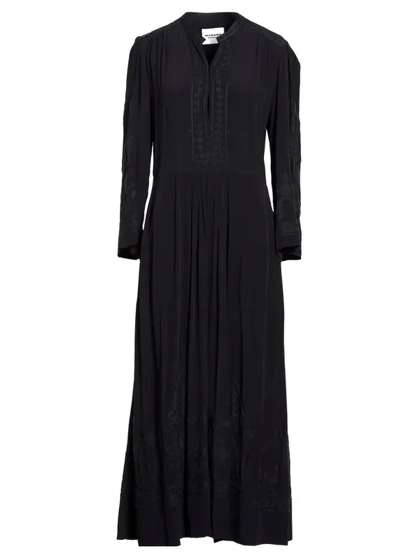 Isabel Marant Étoile Flared Long Sleeve Maxi Dress With Appliqués - Black