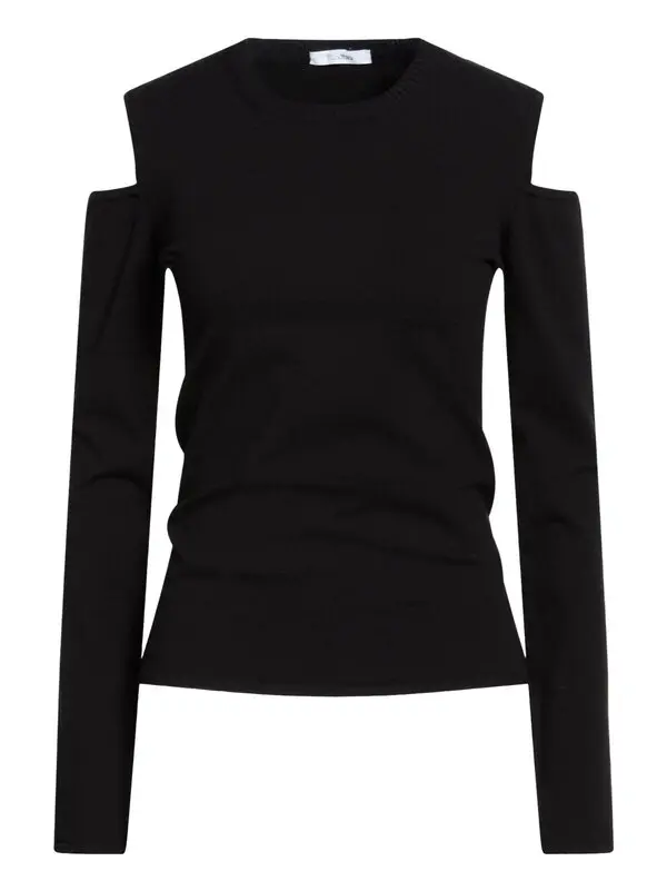Max Mara Long Sleeve Openwork Knit Top - Black