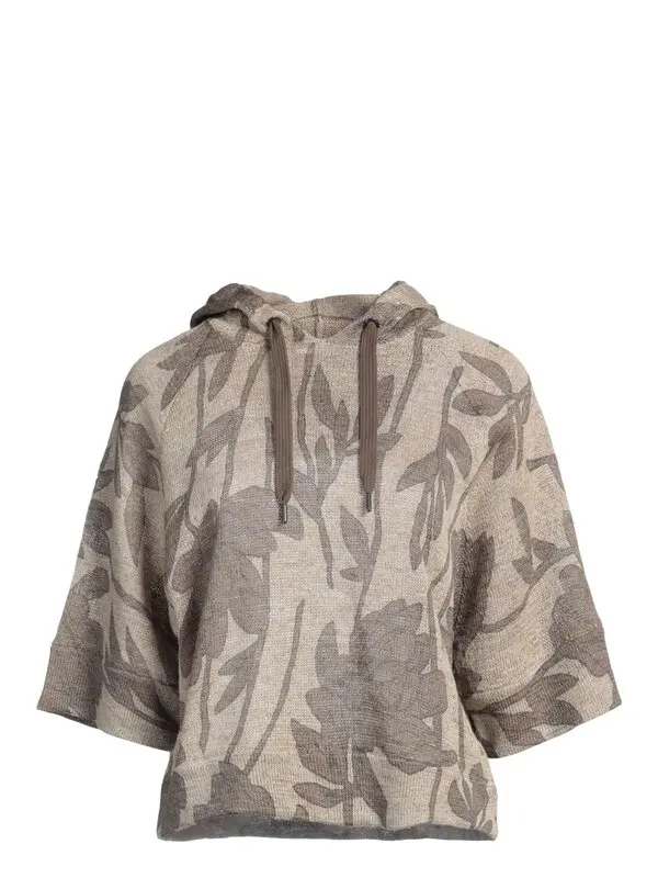 Brunello Cucinelli Floral Print Knit Hoodie - Nude