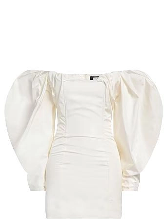 Jacquemus Off-the-shoulder Puff Sleeve Mini Dress - White