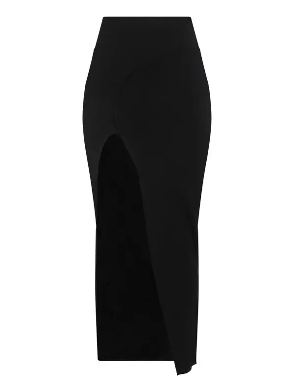 Rick Owens Stretch Knit Bodycon Skirt With Front Slit - Black